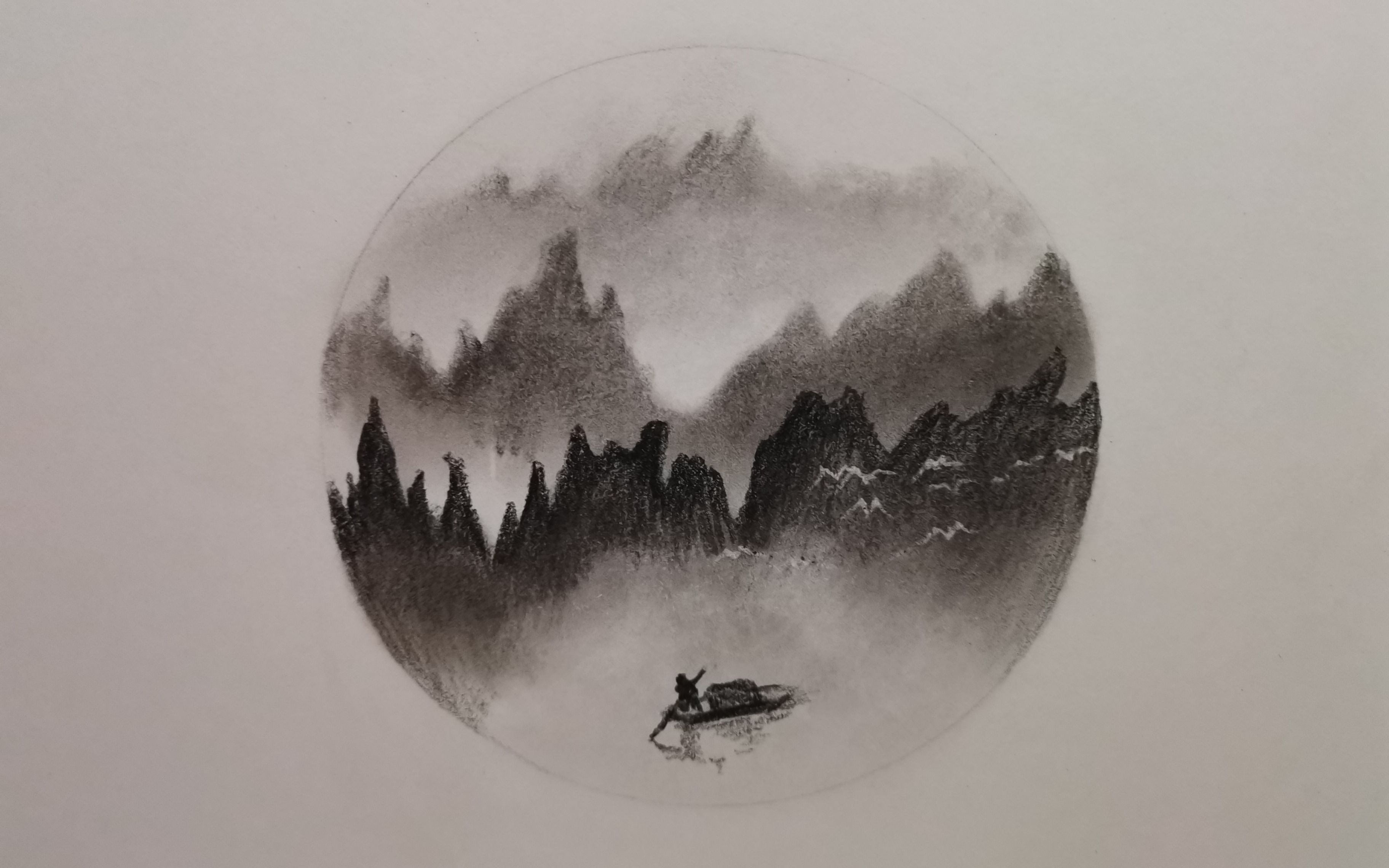 山水风景素描,如何构图?用最简单的方法画好看的风景画!【绘画素描】