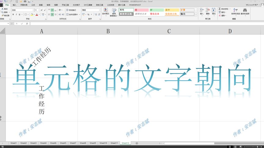 Excel表格中,教你调整单元格中文字的朝向问题