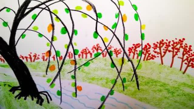 一年级美术上册第3课彩线连彩点微课