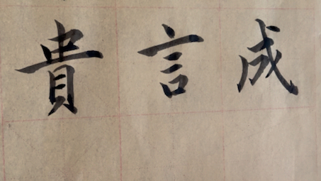 海滩毛笔字天天练习言字的写法