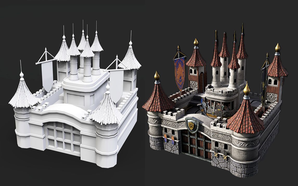3DMAX场景建模-动画城堡如何建模?零基础场景思路技巧房子制作...