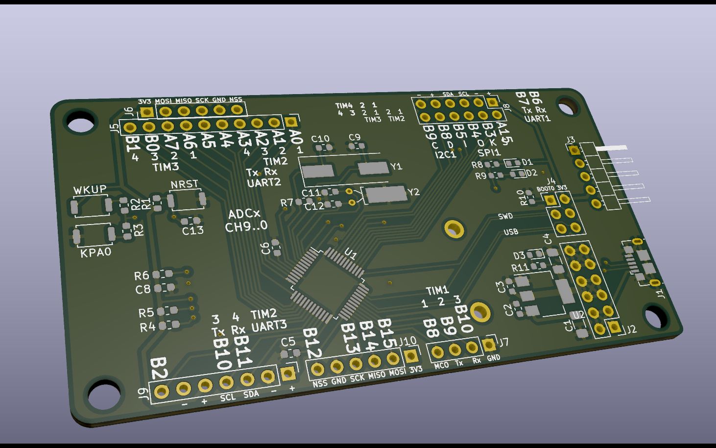 我画的第一块PCB，STM32F103C8T6开发板