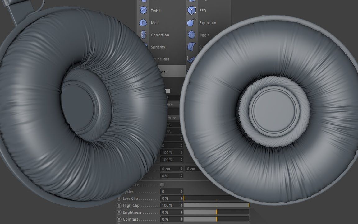 【野生字幕】在C4D中制作耳机褶皱的效果
