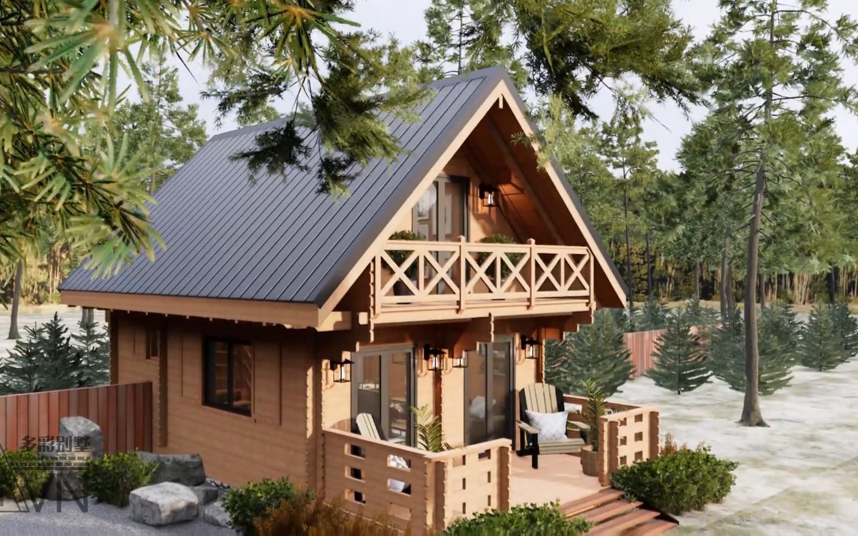 一栋迷人的2房木屋乡村别墅创意(5x7m,70m2)