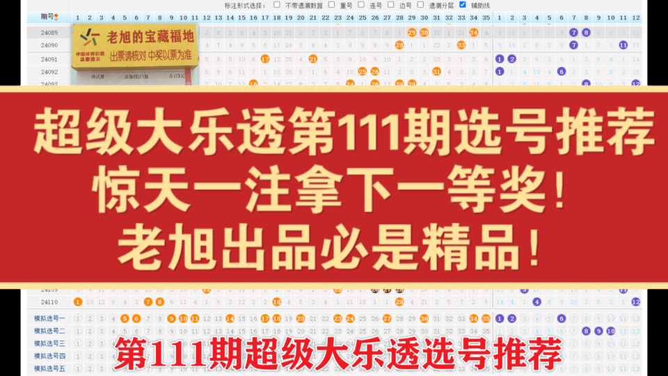 超级大乐透第111期选号推荐,惊天一注拿下一等奖!