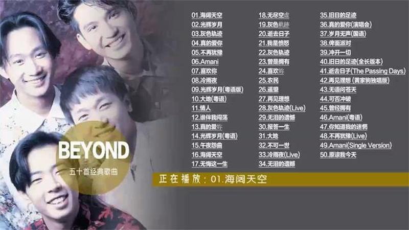 BEYOND黄家驹的十三大经典歌曲金曲神曲完整版
