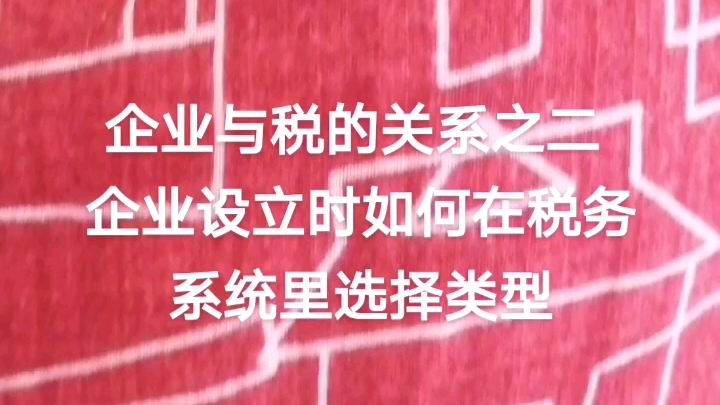 企业与税的关系之二(企业设立时如何在税务系统里选择类型)