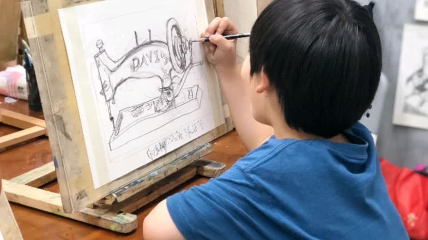 #素描 越来越稳了上美术课,明天考级加油!#美术