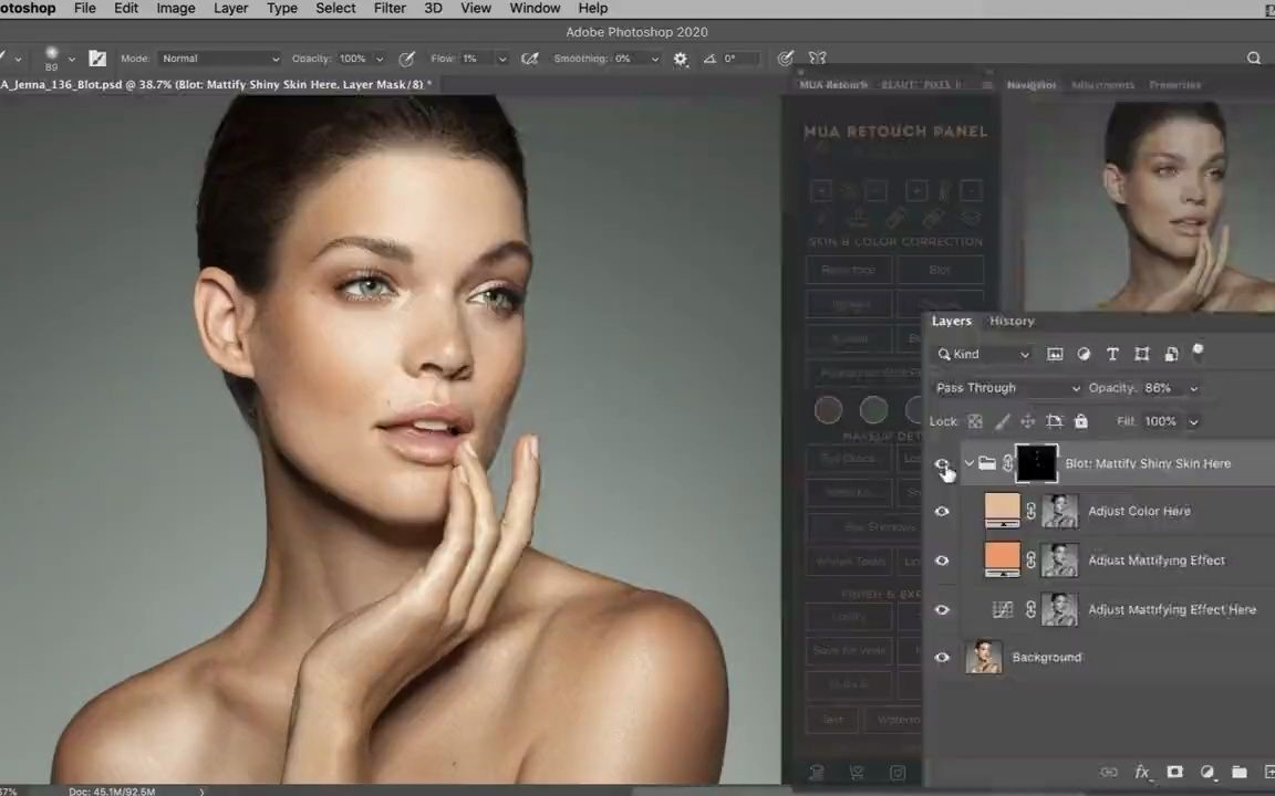 高级商业人像美妆磨皮修图PS插件MUA Retouch Panel