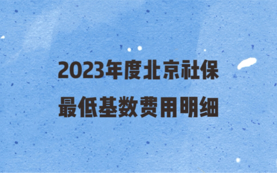2023年度北京社保最低基数费用明细