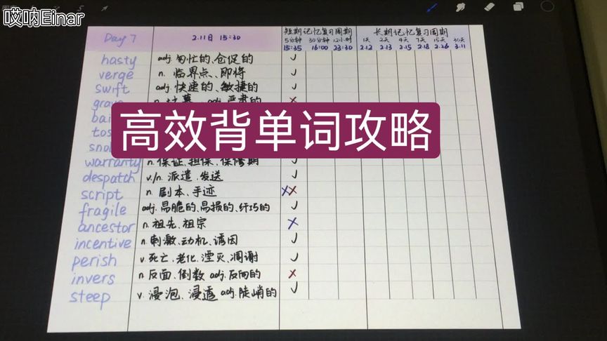 高效背单词法❗超详细版～艾宾浩斯记忆法真是嘎嘎好用!