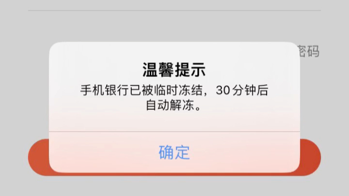 验证登录密码的登录密码请输入温馨提示手机银行已被临时冻结,30...