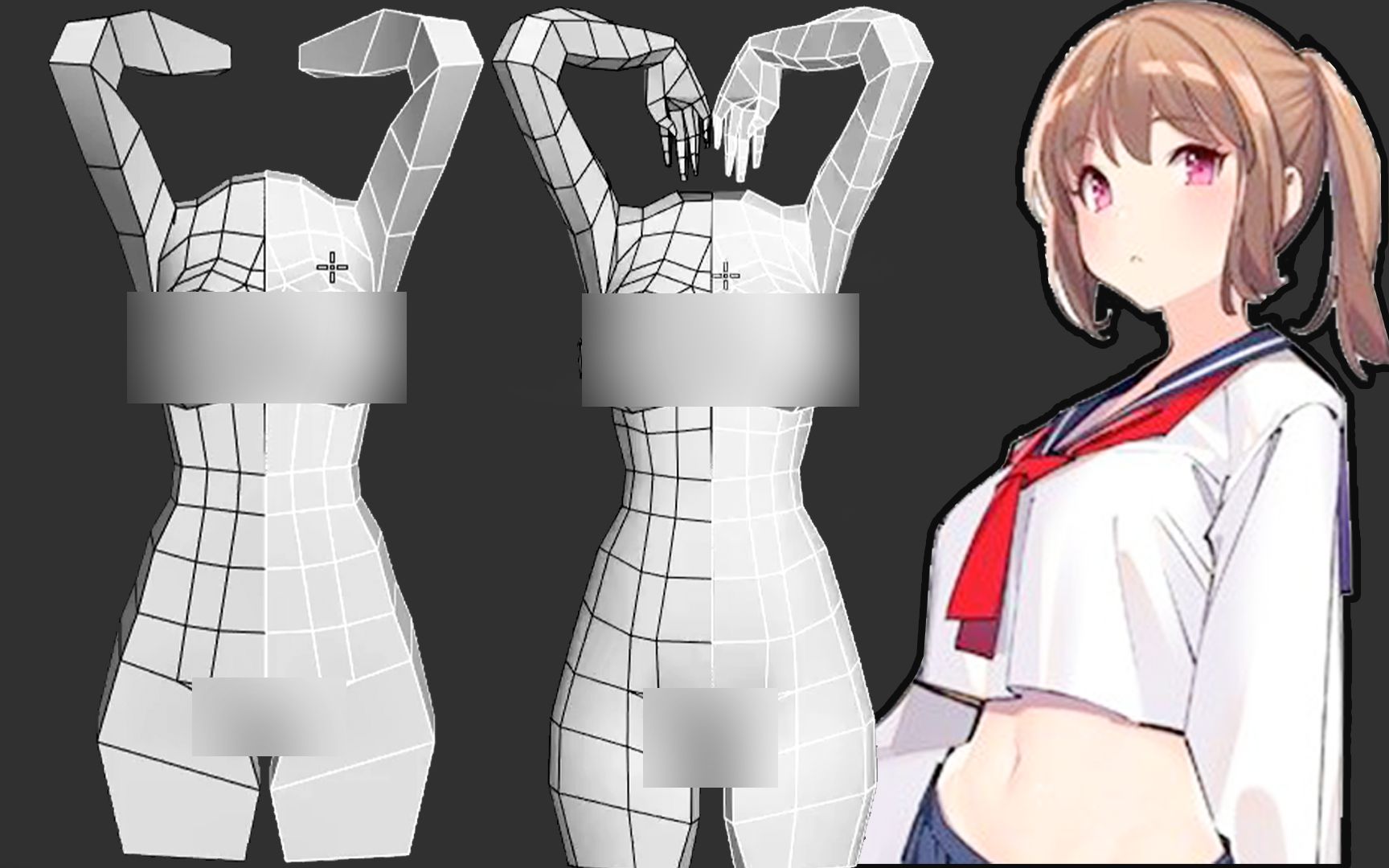 角色建模教程:风格化角色3D模型制作过程,布线+绘制制作身体