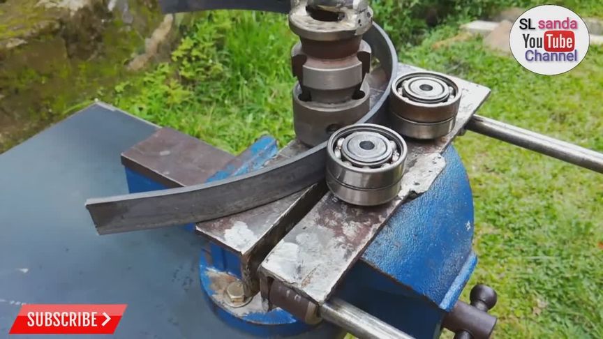 几个轴承做成的铁板弯弧工具,做个圆形很简单