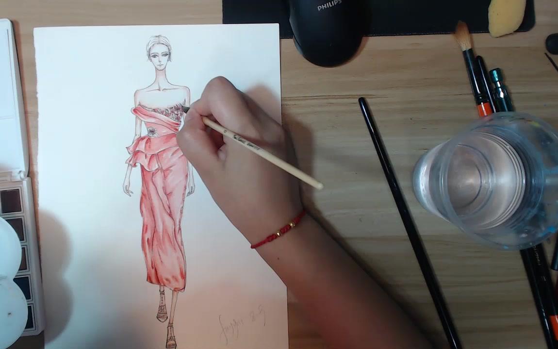 服装画手绘技法,用水彩表达服装设计思维,这个设计我给满分