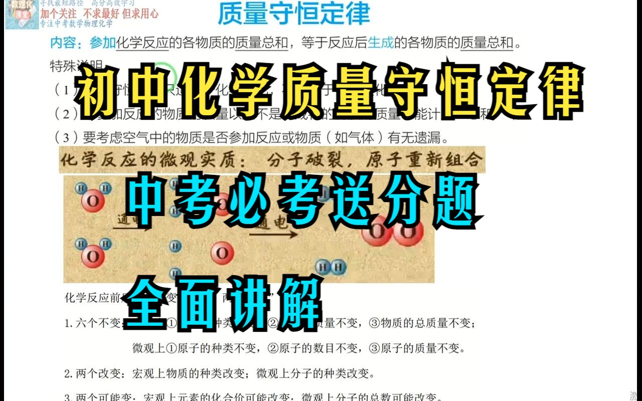 初中化学质量守恒定律 中考必考送分题 全面讲解