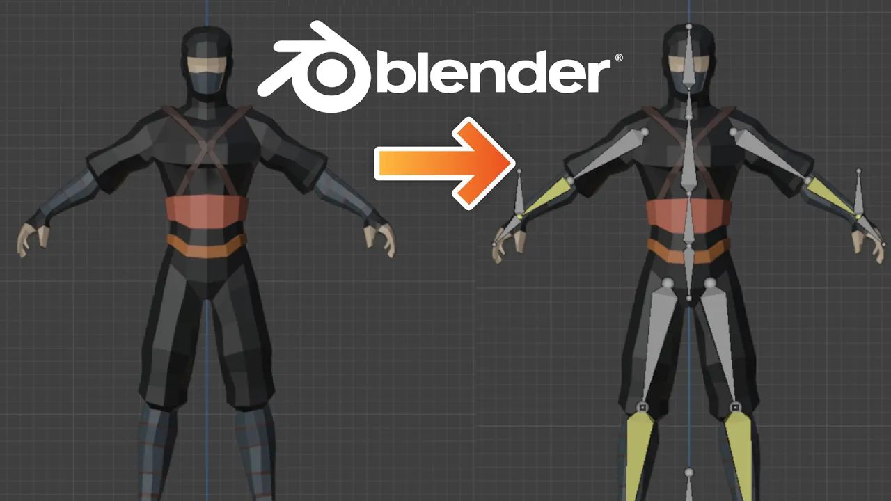 iBlender插件 绑定低模角色 Blender 初学者教程