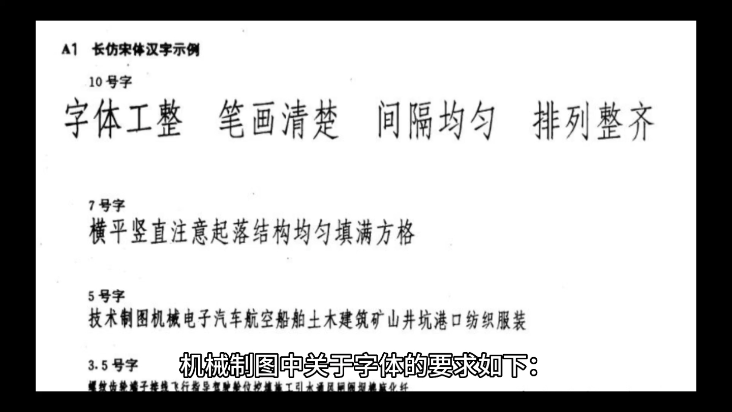 机械制图中关于字体的规定及数字的规定