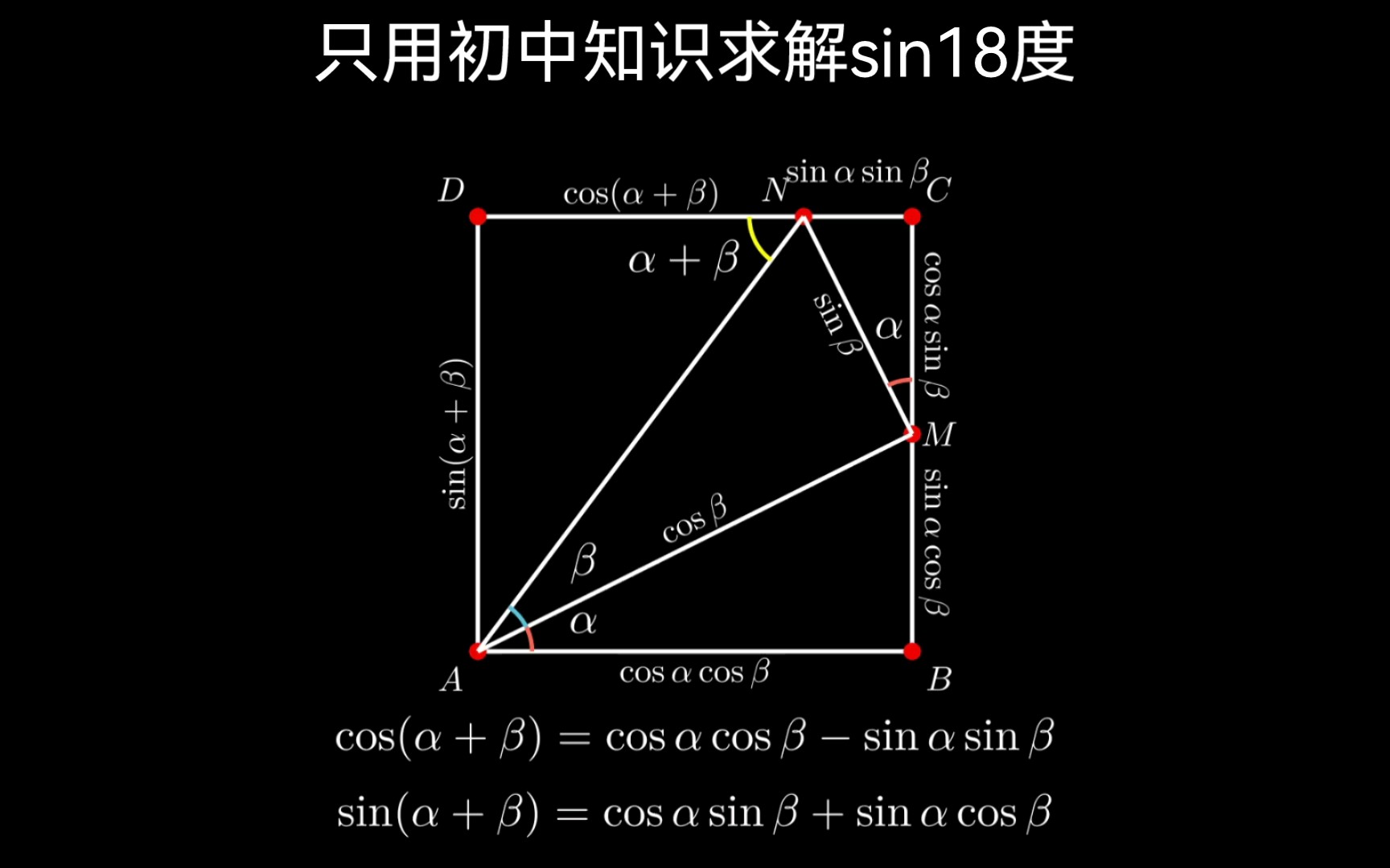 【manim】只用初中知识求sin18度