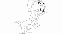 [小林画的]动画片《猫和老鼠》中的搞笑Jerry猫卡通动漫线稿简笔画