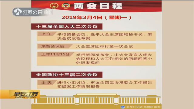 两会日程:十三届全国人大二次会议今日举行预备会议