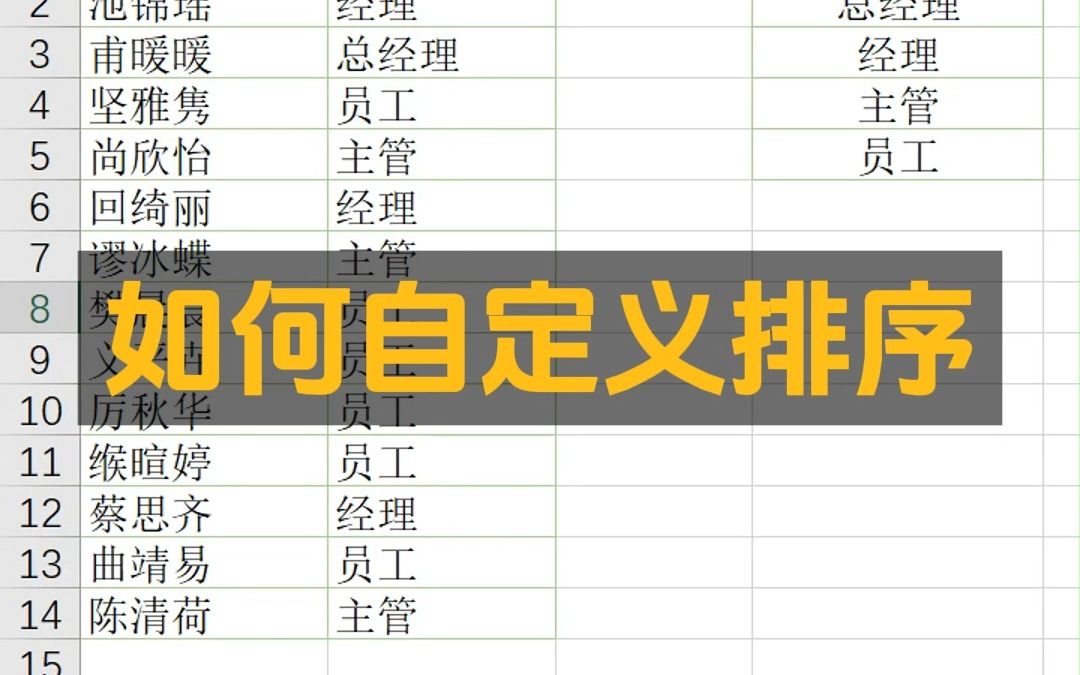 必备技能,excel中如何自定义排序