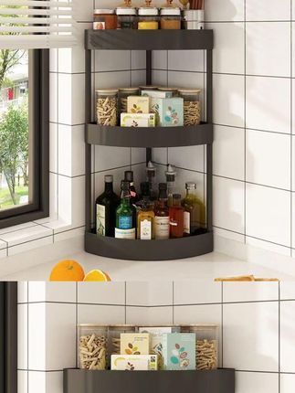 家人们快来看,厨房转角置物架,放在角落不占地方还方便收纳,推荐推荐...