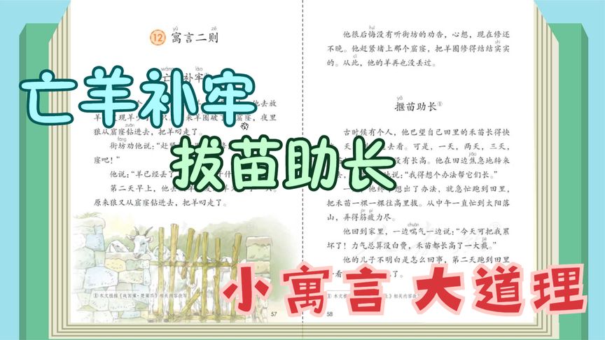 亡羊补牢,拔苗助长,经典寓言故事,小学语文课文精选