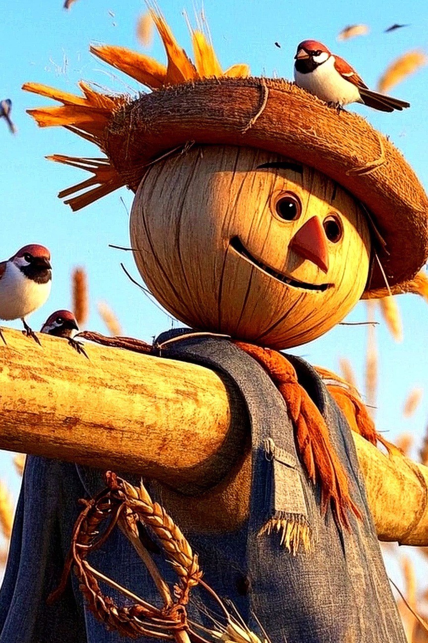 少儿动漫,稻草人讲了个笑话,麦田笑弯了腰