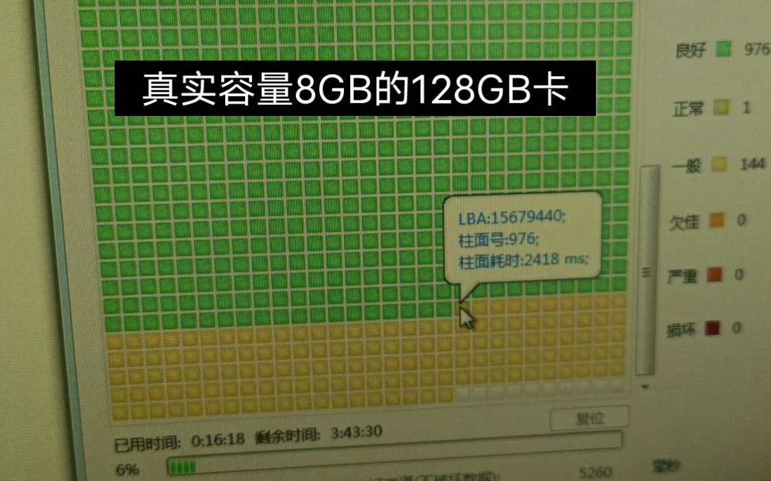 姐姐的128GTF卡数据突然丢了,扫描发现是扩容卡,购买前一定要小心