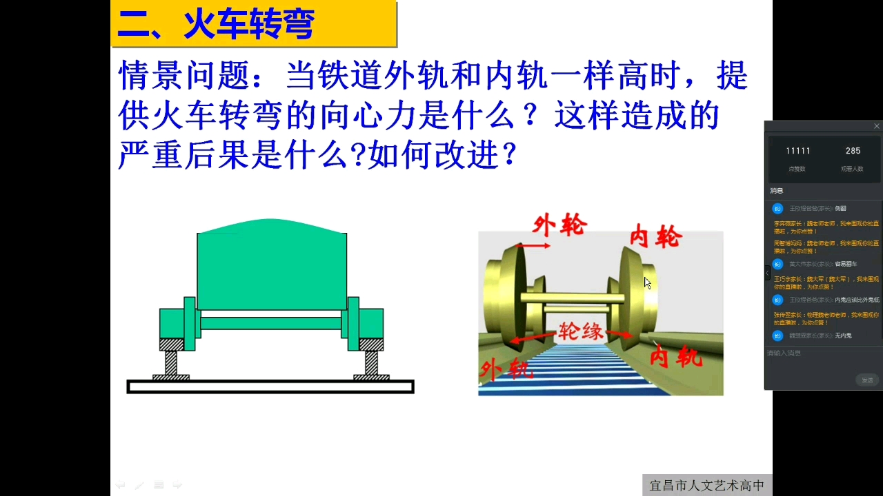 高中物理生活中的圆周运动火车转弯的向心力来源