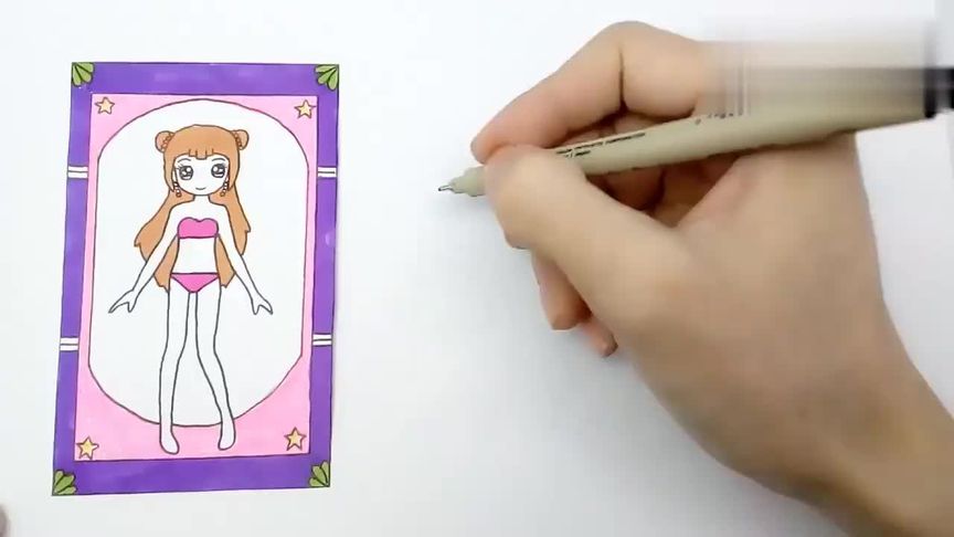 纯洁漂亮的齐娜战士简笔画,穿上美丽的古装衣美美哒,创意换装秀