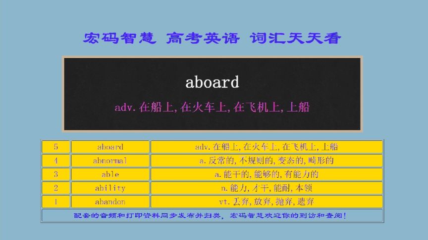 高考英语词汇天天看,第[01]期,单词:1-100。