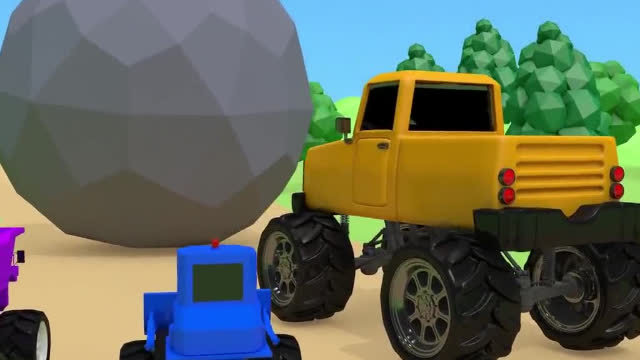 怪兽卡车执行任务碰到石头,寻找肥皂给汽车清洗干净,动画!