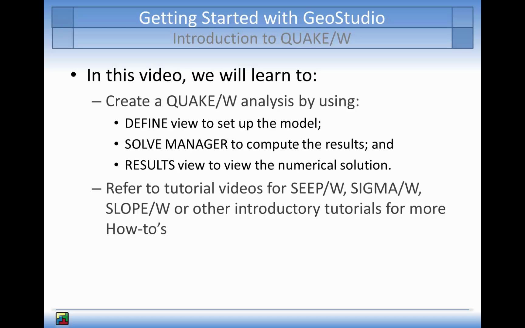 GeoStudio 2018 教程 - 7.QUAKE_W Tutorial