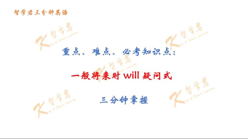 三分钟掌握will型一般将来时疑问句|智学君三分钟英语