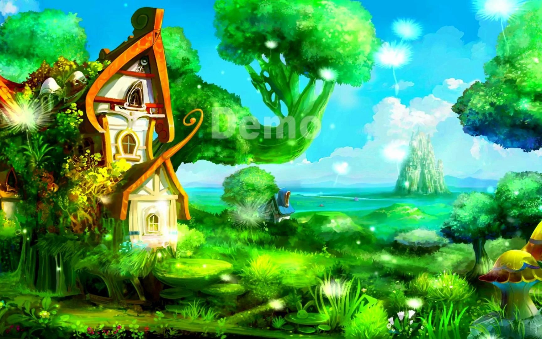 ...v272 唯美温馨森林草地六一儿童节文艺晚会活动童话树屋LED视频...