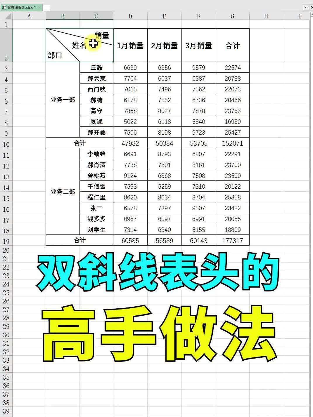 双斜线表头的做法来啦