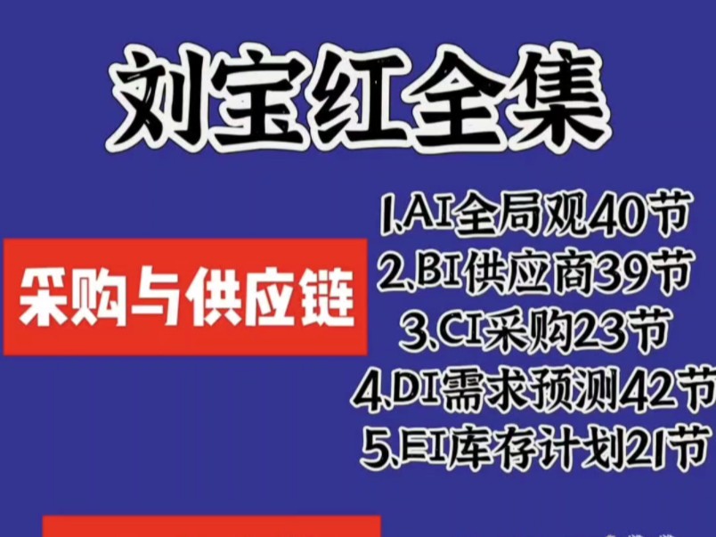 刘宝红课程+供应链的全局观需求预测管理库存计划控制