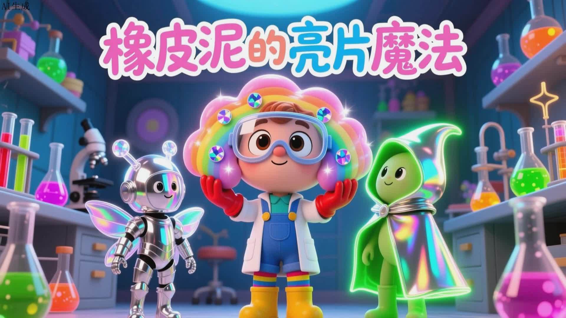 橡皮泥创意制作-亮片装饰艺术-手工魔法效果