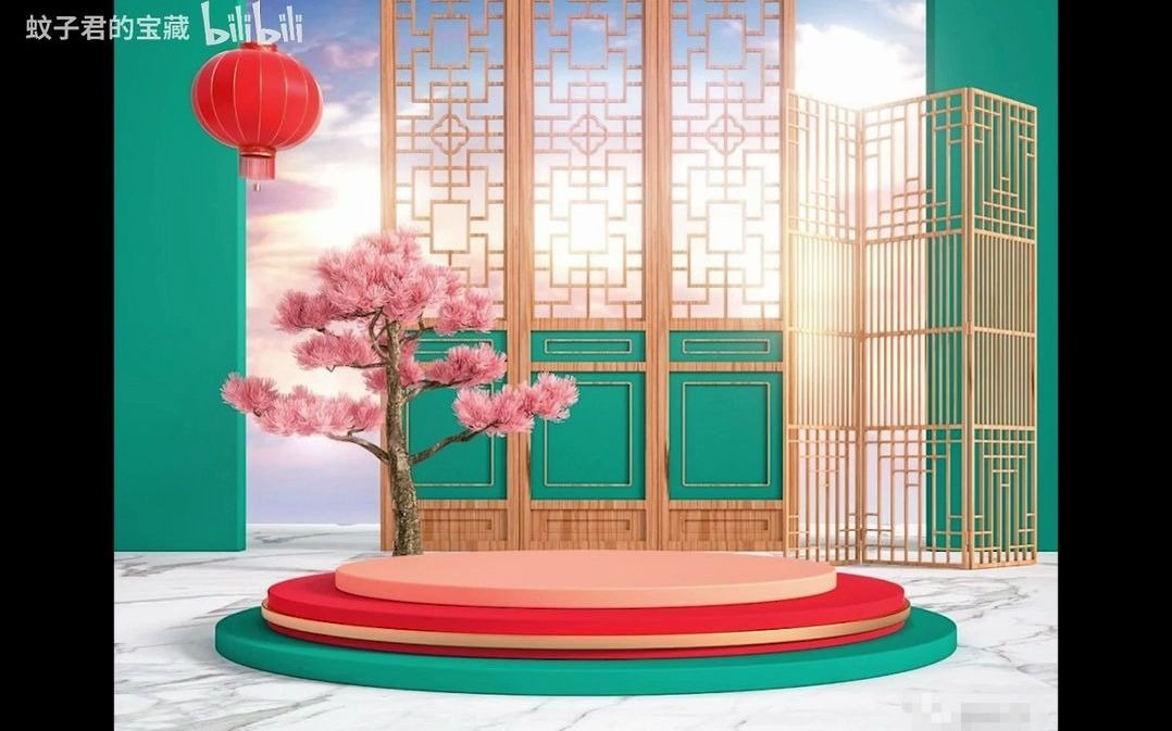 110套C4D中国风国潮场景电商海报设计3D模型110个C4D文件+PSD...