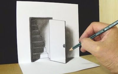 铅笔3D画,门,视觉错觉