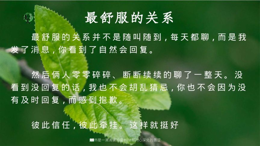 彼此信任,彼此牵挂。这样就挺好!人生感悟!警句!