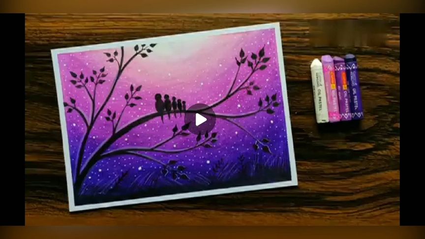 画画很难?教你如何用油画棒画神秘夜晚,简单易上手秒变大神!