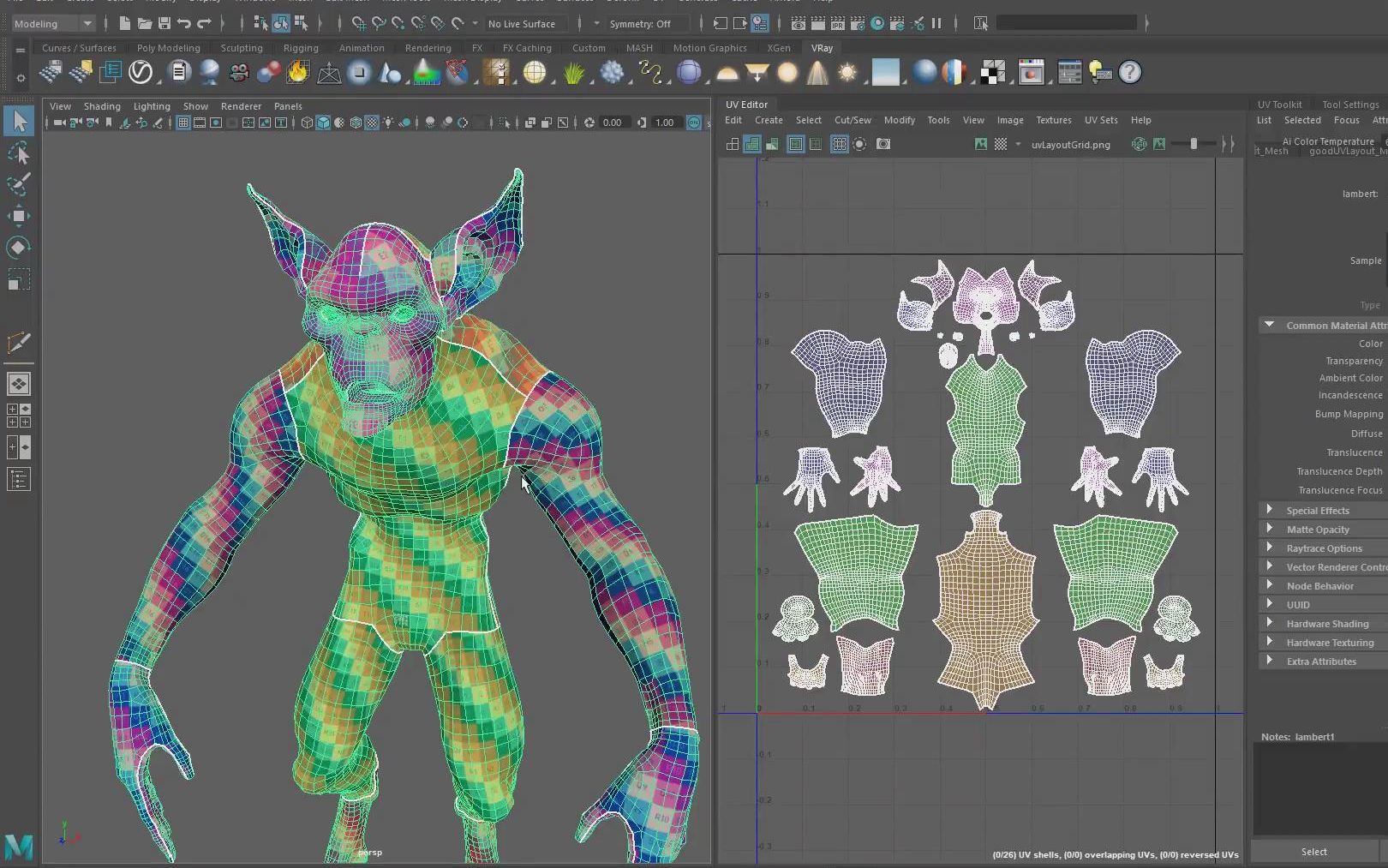 【Maya】Maya游戏角色展UV训练教程(中英双字)