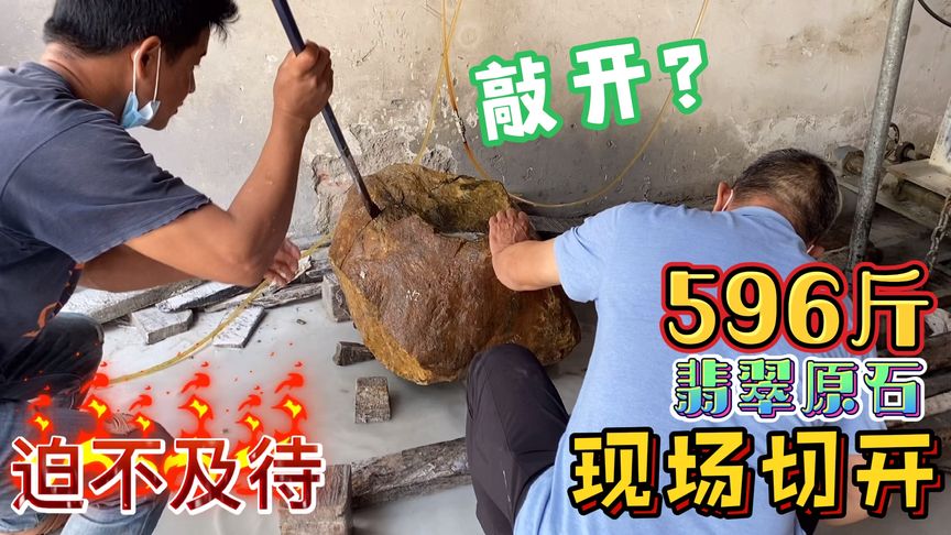596斤翡翠原石切开后,能否“石”来运转呢?