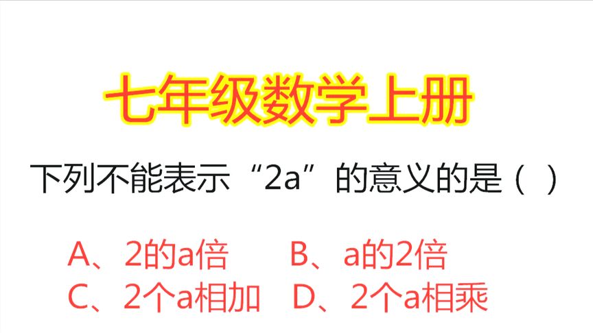 七年级数学:下列选项中不能表示“2a”的意义的是?