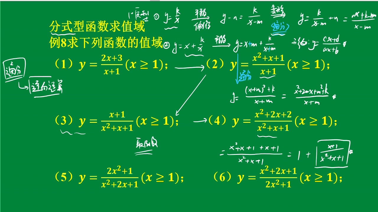 分式型函数求值域(一)