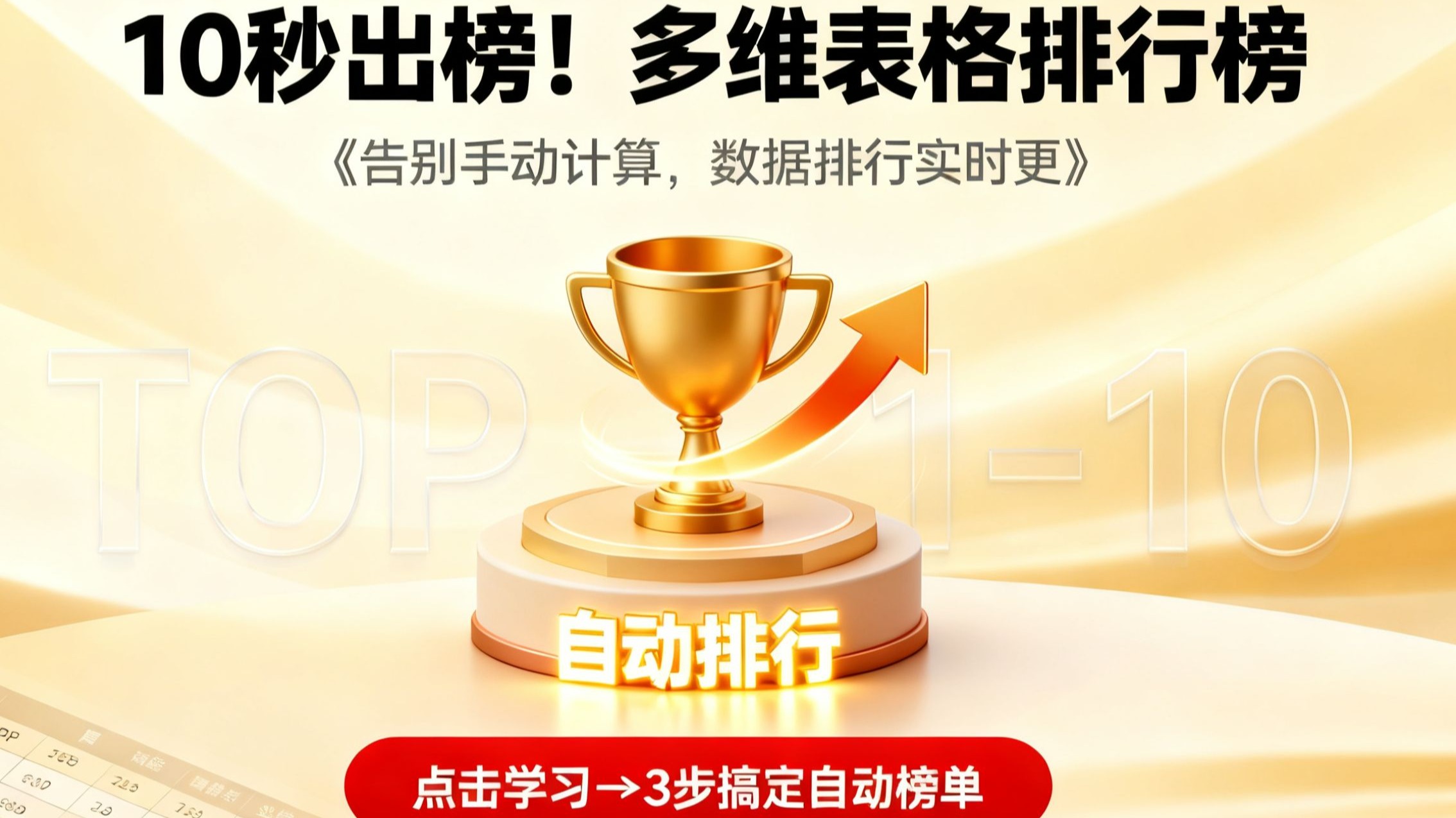 10 秒出榜!多维表格排行榜:让数据排行从 “手动算” 变 “自动更”