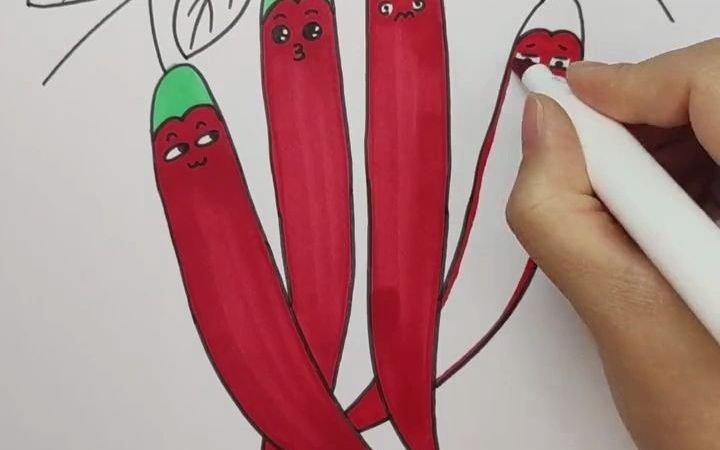 【简笔画】用手掌画辣椒,大人孩子都会画